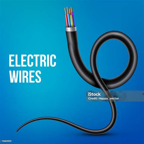 유연한 전기 구리 와이어의 창조적 인 벡터 일러스트 레이 션 투명 한 배경에 고립 된 네트워크 곡선 된 전원 케이블 아트 디자인