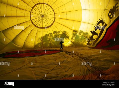 Man In A Hot Air Balloon Stock Photo Alamy