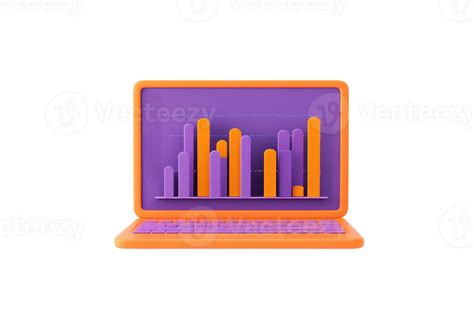 A Colorful Laptop Displaying A Bar Graph With Vertical Bars In Various Heights Illustrating