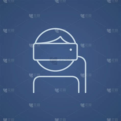 男子戴着虚拟现实耳机线图标