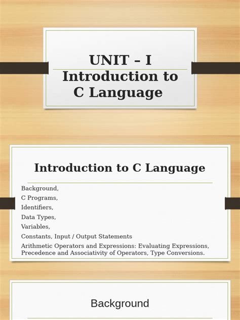 Unit 1 Introduction To C Language Pdf C Programming Language Computer Program