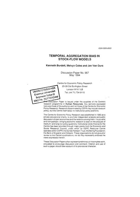 Pdf Temporal Aggregation Bias In Stock Flow Models