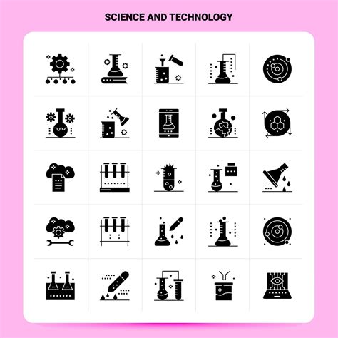 Solid 25 Science And Technology Icon Set Vector Glyph Style Design Black Icons Set Web And
