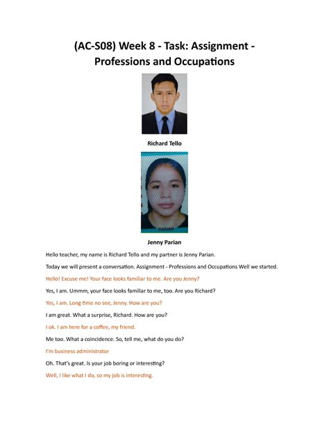 AC S08 Week 8 Task Assignment Professions And Occupations AC S08 Week 8 Task