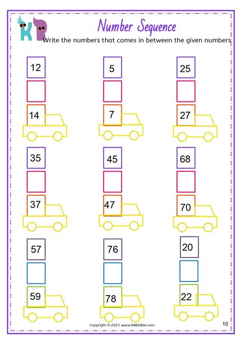 Number Sequence Worksheets Free Math Worksheets Kikkibikki