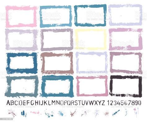 벡터 손으로 그린 텍스처 테두리 및 페인트 스플래시 세트 아티스트 자신의 컬렉션 개체 그룹에 대한 스톡 벡터 아트 및 기타 이미지 개체 그룹 거리 예술 그래피티