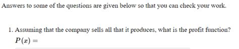 Solved For A Certain Company The Cost Function For