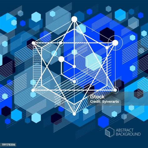 브로셔 전단지 포스터 광고 표지 벡터 추상적 인 현대 배경에 대한 템플릿 3d 어두운 파란색 디자인 레이아웃 큐브 육각형 사각형