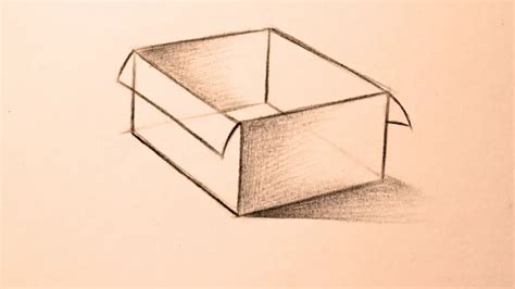 Object Drawing Tutorial Easy With Pencil Shading How To Draw An Open Box Draweazy