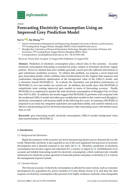 Pdf Forecasting Electricity Consumption Using An Improved Grey Prediction Model