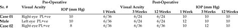 Pre And Post Operative Visual Acuity And Iop Of The Patients Download Scientific Diagram