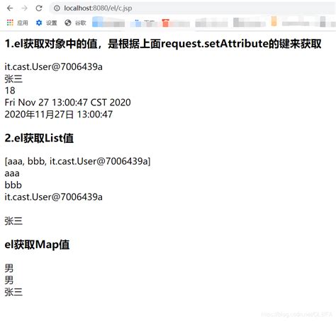 El表达式获取jsp域对象、获取对象（获取时间使用逻辑视图）、list集合可获取对象、map集合的值可获取对象el Description获取值 Csdn博客