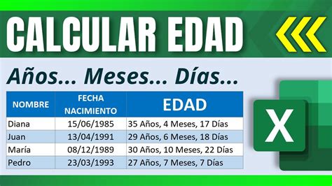 Formula En Excel Para Calcular La Edad Con Meses Y Dias Printable