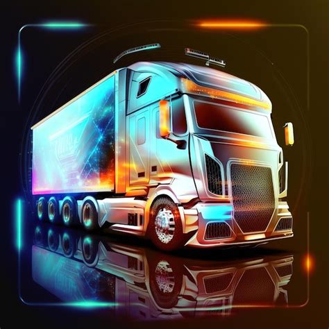 자율주행 스마트트럭 무인차량 인공지능이 조종하는 자율주행트럭 프리미엄 사진