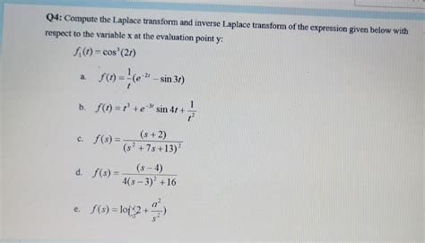 Solved Q Compute The Laplace Transform And Inverse Laplace Chegg Com
