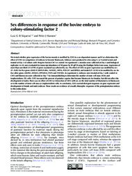 Sex Differences In Response Of The Bovine Embryo To Colony Stimulating Factor Portal Embrapa
