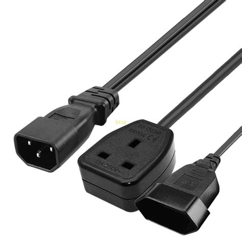 Bt Iec320 C14 To Uk 13a Eu4 0mm Power Cord 1 In 2 Out Y Splitter Adapter Line Shopee Malaysia