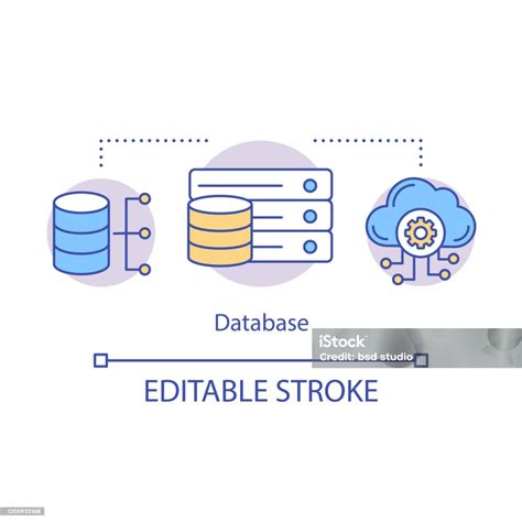 데이터베이스 개념 아이콘입니다 데이터 스토리지 아이디어 씬 라인 일러스트 개인 정보 클라우드 데이터 수집 및 처리 시스템 소프트웨어 벡터 절연 윤곽선 도면 편집 가능한