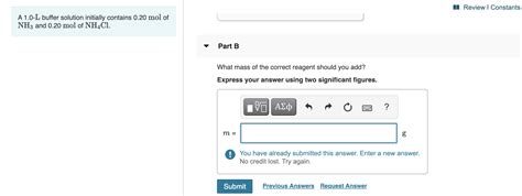 Solved Review Constants A L Buffer Solution Initially Chegg Com