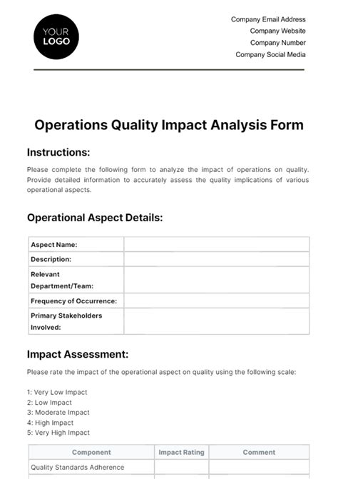 Free Operations Quality Impact Analysis Form Template To Edit Online
