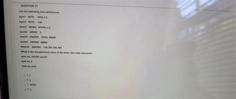 solved question 33 use the following data definitions byte1