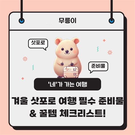 겨울 삿포로 여행 필수 준비물 And 꿀템 체크리스트 네이버 블로그