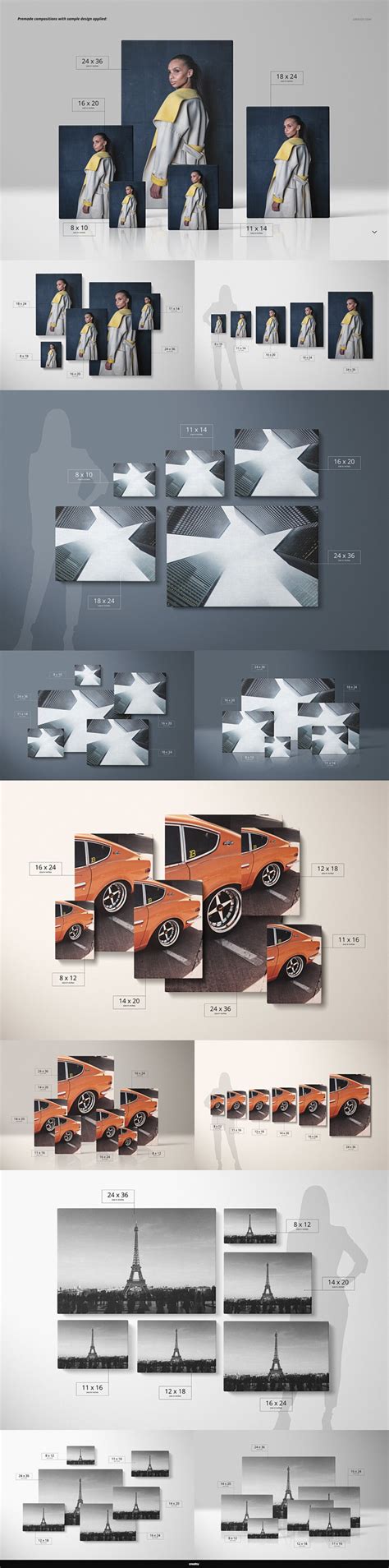 Canvas Print Size Comparison Mockup Set Etsy