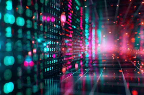 Generative Ai Image Of Digital Grid With Binary Code Pattern Abstract Wallpaper Stock