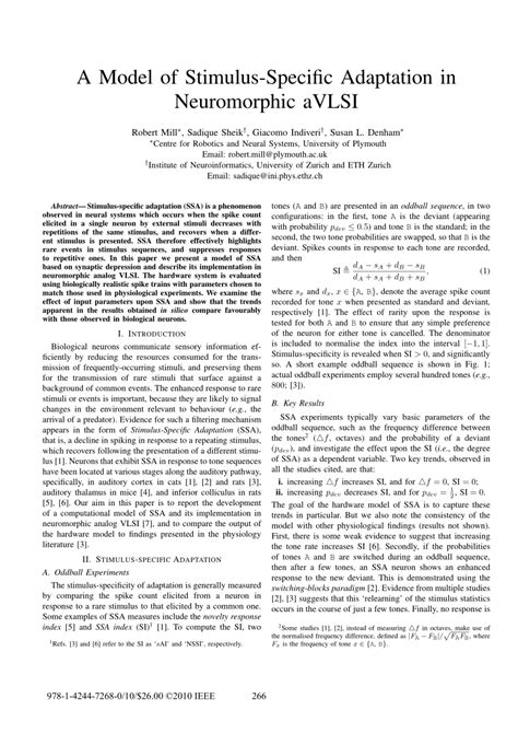 Pdf A Model Of Stimulus Specific Adaptation In Neuromorphic A Vlsi