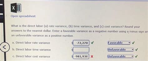 Solved What Is The Direct Labor A Rate Variance B Time