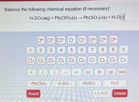Solved Balance The Following Chemical Equation If