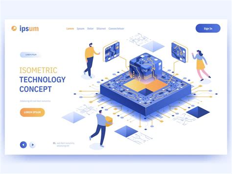 Premium Vector Vector Landing Page Of Isometric Technology Concept Team Of Engineers Connects