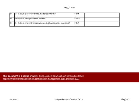 Configuration Management Audit Checklist Template Excel Xls