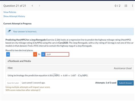 Your Answer Is Incorrect Predicting HwyMPG For A Chegg Com
