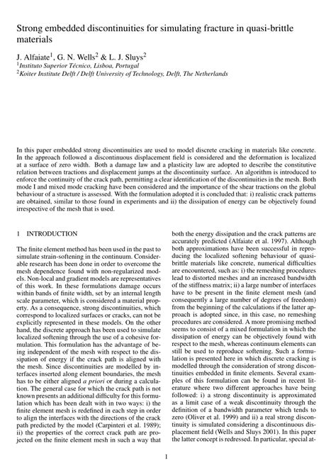 PDF Strong Embedded Discontinuities For Simulating Fracture In Quasi