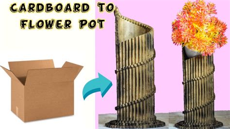 Watch It And Make It Cardboard Flower Pot Craft Papercraft Easycraft Viral Newideas Diy