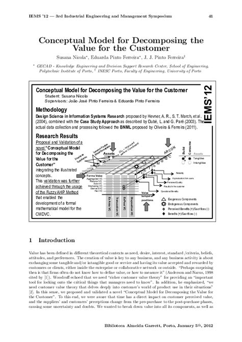 Pdf Conceptual Model For Decomposing The Value For The Customer