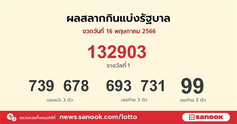 ตรวจหวย ผลสลากกินแบ่งรัฐบาล งวดวันที่ 16 พฤษภาคม 2566