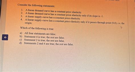 Consider The Following Statements A Linear Demand
