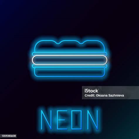 검은 색 배경에 고립 된 빛나는 네온 라인 샌드위치 아이콘 햄버거 아이콘 햄버거 음식 기호 치즈버거 사인 길거리 패스트푸드 메뉴 다채로운 개요 개념 벡터 건강한 생활방식에