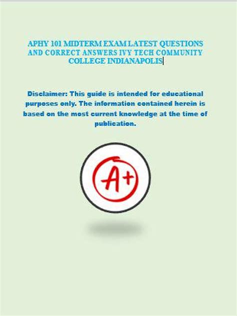 Aphy 101 Midterm Exam Latest Questions And Correct Answers Ivy Tech