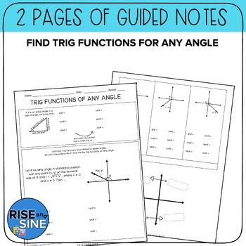 Trig Functions Of Any Angle By Rise And Sine Teachers Pay Teachers