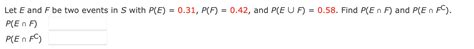 solved let e and f be two events in s with
