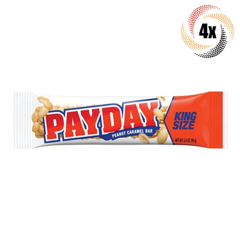 4x Packs Payday Peanut Caramel Candy Bars King Size 3 4oz Fast Free
