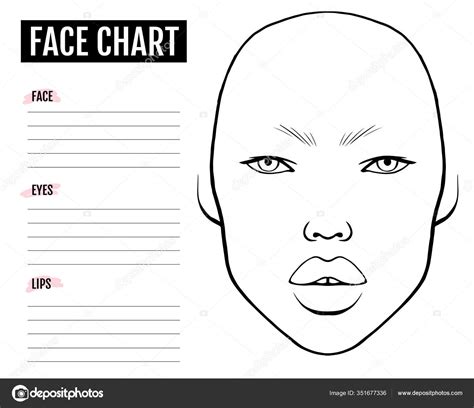 Face Chart Blank Makeup Artist Vector Template Stock Vector By