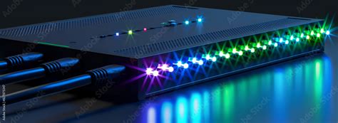 Complex Network Setup With Ethernet UTP Cables Modern Network Switch With Multiple Connections