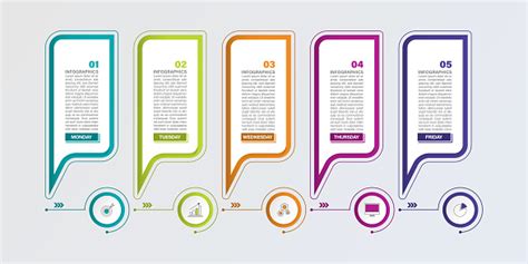 비즈니스 프로세스 템플릿입니다 5 단계 또는 옵션을 사용 하 여 타임 라인 인포 그래픽 2019년에 대한 스톡 벡터 아트 및