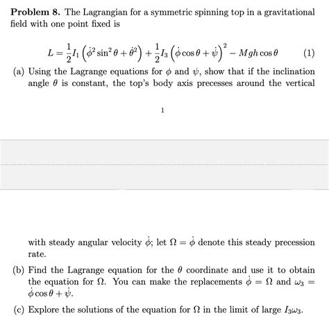 Solved Problem 8 ﻿the Lagrangian For A Symmetric Spinning