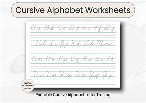 Cursive Alphabet Letter Tracing Worksheets Printable Cursive Handwriting Trace Practice Pages