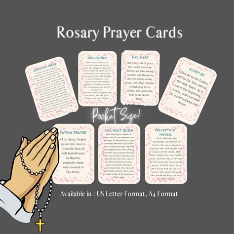 Printable Rosary Prayer Cards Catholic Meditation Guide Digital